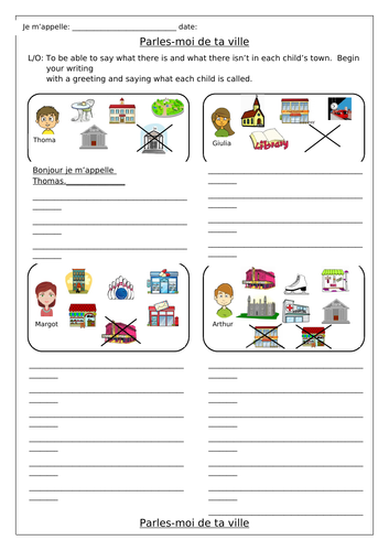 FRENCH - In my town - Dans ma ville - Worksheets | Teaching Resources