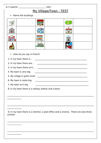 FRENCH - In my town - Dans ma ville - Worksheets | Teaching Resources
