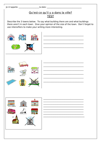 FRENCH - In my town - Dans ma ville - Worksheets | Teaching Resources