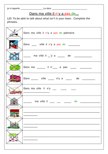 FRENCH - In my Town - Dans ma ville - Worksheets | Teaching Resources