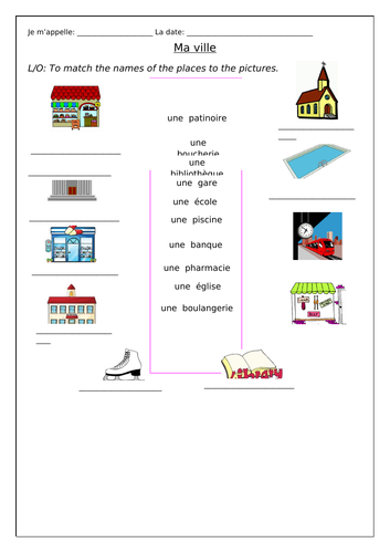 FRENCH - In my Town - Dans ma ville - Worksheets | Teaching Resources