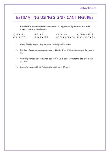 Rounding to Significant Figures Resources | Tes