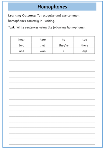 Homophones: Year 2 | Teaching Resources