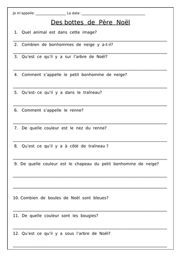 FRENCH - CHRISTMAS - Les Bottes de Père Noël - Comprehension ...