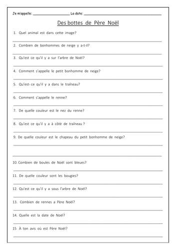 FRENCH - CHRISTMAS - Les Bottes de Père Noël - Comprehension ...