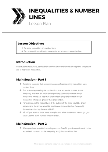 Inequalities & Number Lines | Teaching Resources