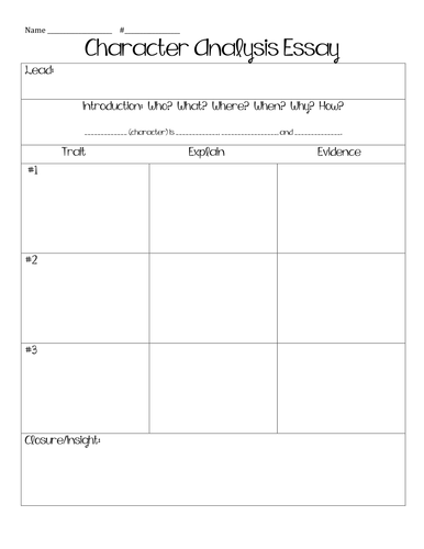 Character Analysis Essay Graphic Organizer | Teaching Resources