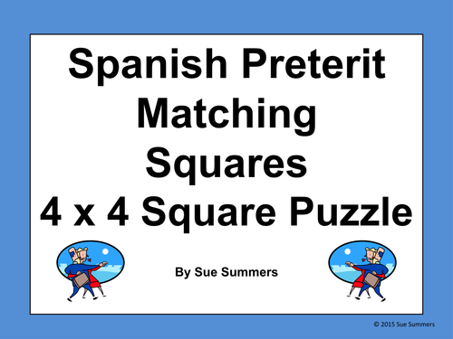 Spanish Preterit AR Verbs Conjugated 4 x 4 Matching Squares Puzzle ...