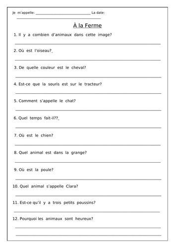 FRENCH - Les Animaux de la Ferme - Comprehension - Worksheets ...
