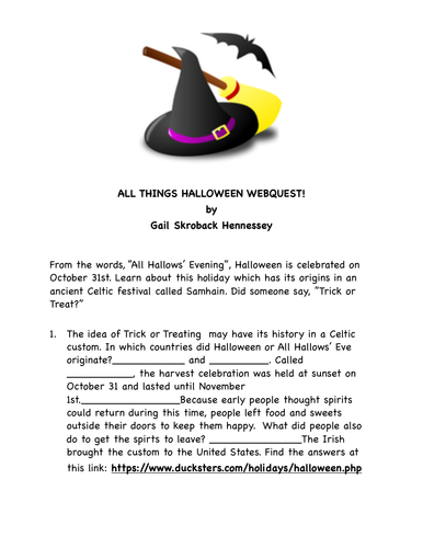 Halloween!All Things Halloween Webquest | Teaching Resources