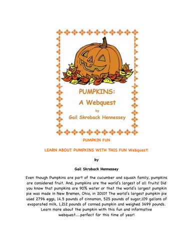 Pumpkins! A Webquest | Teaching Resources