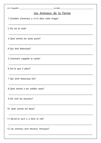 FRENCH - Les Animaux de la ferme - Comprehension - Worksheets ...