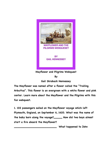 The Mayflower and Pilgrim Webquest | Teaching Resources