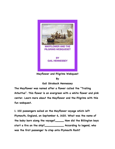 The Mayflower and Pilgrim Webquest | Teaching Resources