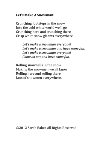 Let's Make A Snowman! | Teaching Resources