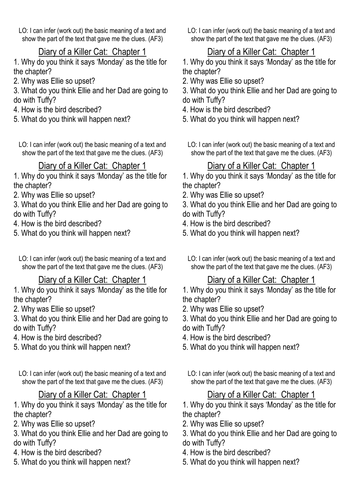 Guided Reading: Diary of a Killer Cat | Teaching Resources