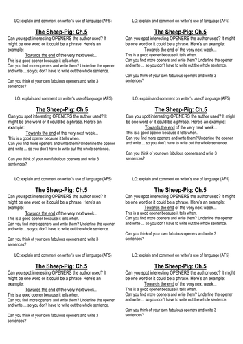 Guided Reading: Sheep-Pig | Teaching Resources