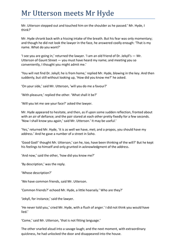 Jekyll and Hyde Chapter 2 - Analysis, language, summaries, self ...