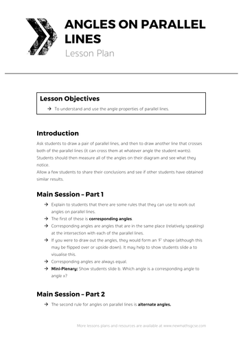Angles on Parallel Lines - Complete Lesson | Teaching Resources