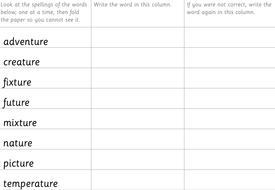SPaG Year 3 & 4 Spelling: Words with endings sounding like /ʒə/ or /tʃə ...