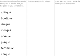 SPaG Year 3 & 4 Spelling: words ending with the /g/ sound spelt gue and ...