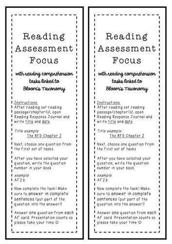 AF Tasks with Bloom's Taxonomy | Teaching Resources AF Tasks with Bloom's Taxonomy | Teaching Resources