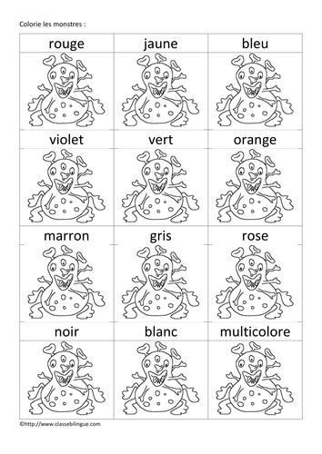 Halloween-FRENCH-monstres.Couleurs | Teaching Resources
