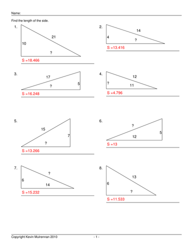 100 Questions on Pythagoras Answers Provided Mathematics Geometry KS2 ...