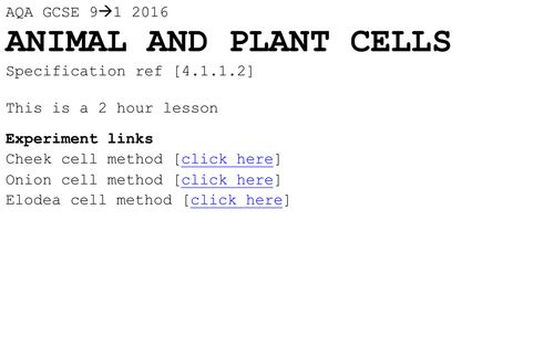 AQA GCSE 2016 Animal and Plant cells | Teaching Resources
