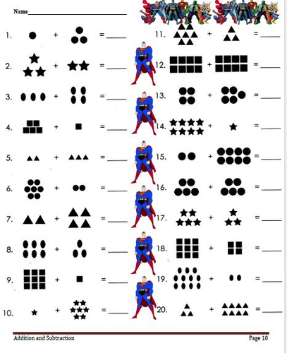 Superhero Addition and Subtraction Worksheets | Teaching Resources
