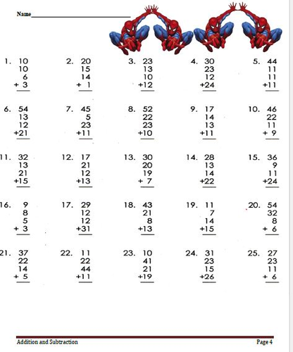 Superhero Addition and Subtraction Worksheets | Teaching Resources