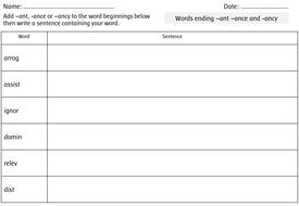 SPaG Year 5 & 6 Spelling: Words ending in –ant, –ance/–ancy & –ent ...