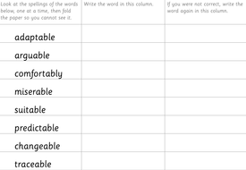 SPaG Year 5 & 6 Spelling: Word endings able, ably, ible and ibly by ...