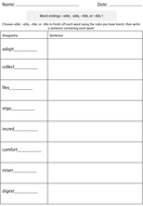 SPaG Year 5 & 6 Spelling: Word endings able, ably, ible and ibly ...