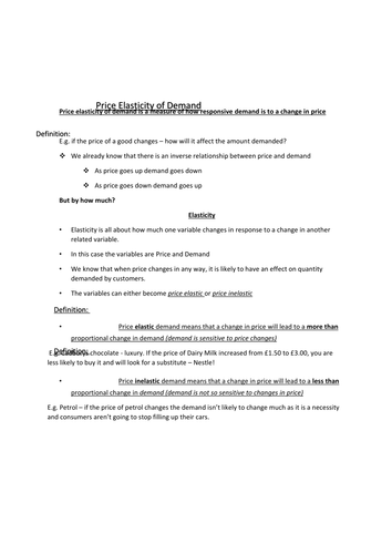 Edexcel A Level Business Studies - Theme 1 - Topic 1.2: Markets/Demand ...