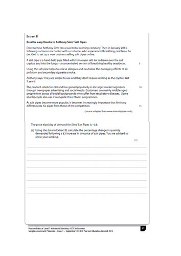 Edexcel A Level Business Studies - Theme 1 - Topic 1.2: Markets/Demand ...