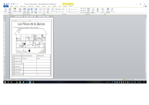FRENCH - Rooms in a House - Les Pièces de la Maison - Worksheets ...