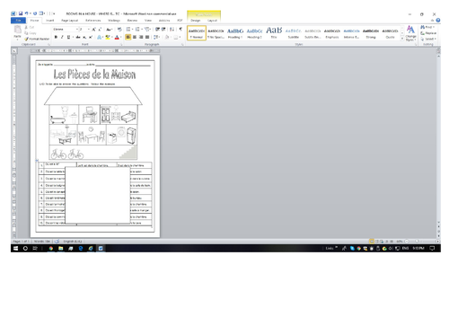 FRENCH - Rooms in a House - Les Pièces de la Maison - Worksheets ...