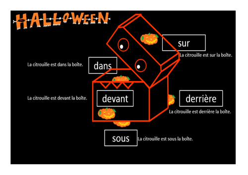Halloween.FRENCH-Chateau Hanté-Prépositions | Teaching Resources