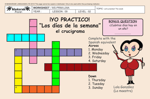 SPANISH-AT-SCHOOL-Y4/5: The weather forecast for the week/ Crossword ...