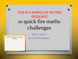 10 quick fire KS2 maths challenges | Teaching Resources
