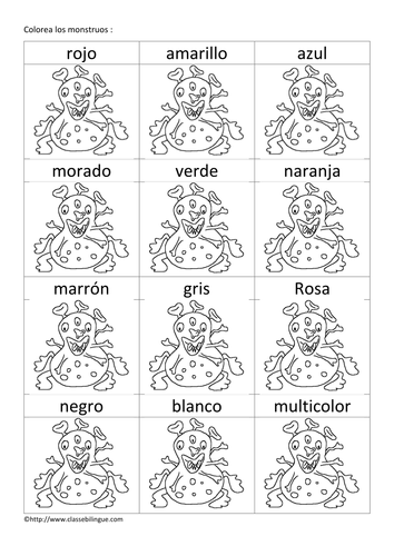Halloween-SPANISH-monstruos.Colores | Teaching Resources