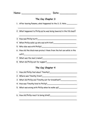 The Cay Novel Study | Teaching Resources