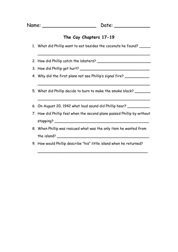 The Cay Novel Study | Teaching Resources