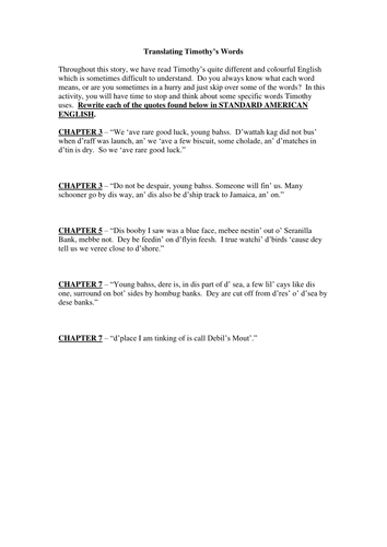 The Cay Novel Study | Teaching Resources