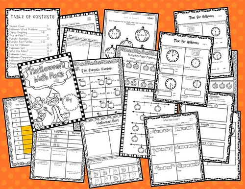 Halloween Math Pack for Firsties | Teaching Resources