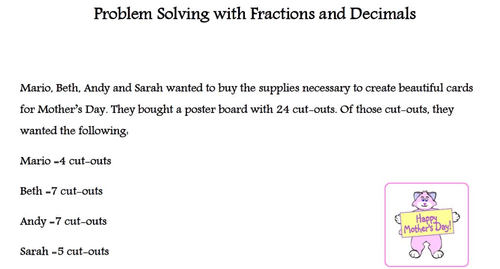 Fractions and Decimals for Mother's Day | Teaching Resources