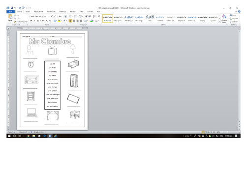 FRENCH - My Bedroom - Ma Chambre - Worksheets | Teaching Resources