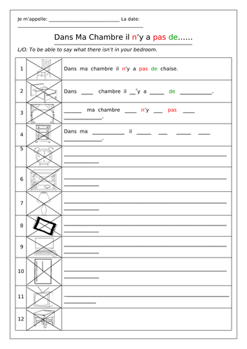 FRENCH - My Bedroom - Ma Chambre - Worksheets | Teaching Resources