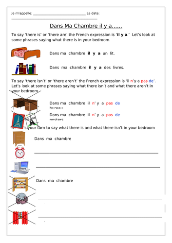 FRENCH - My Bedroom - Ma Chambre - Worksheets | Teaching Resources